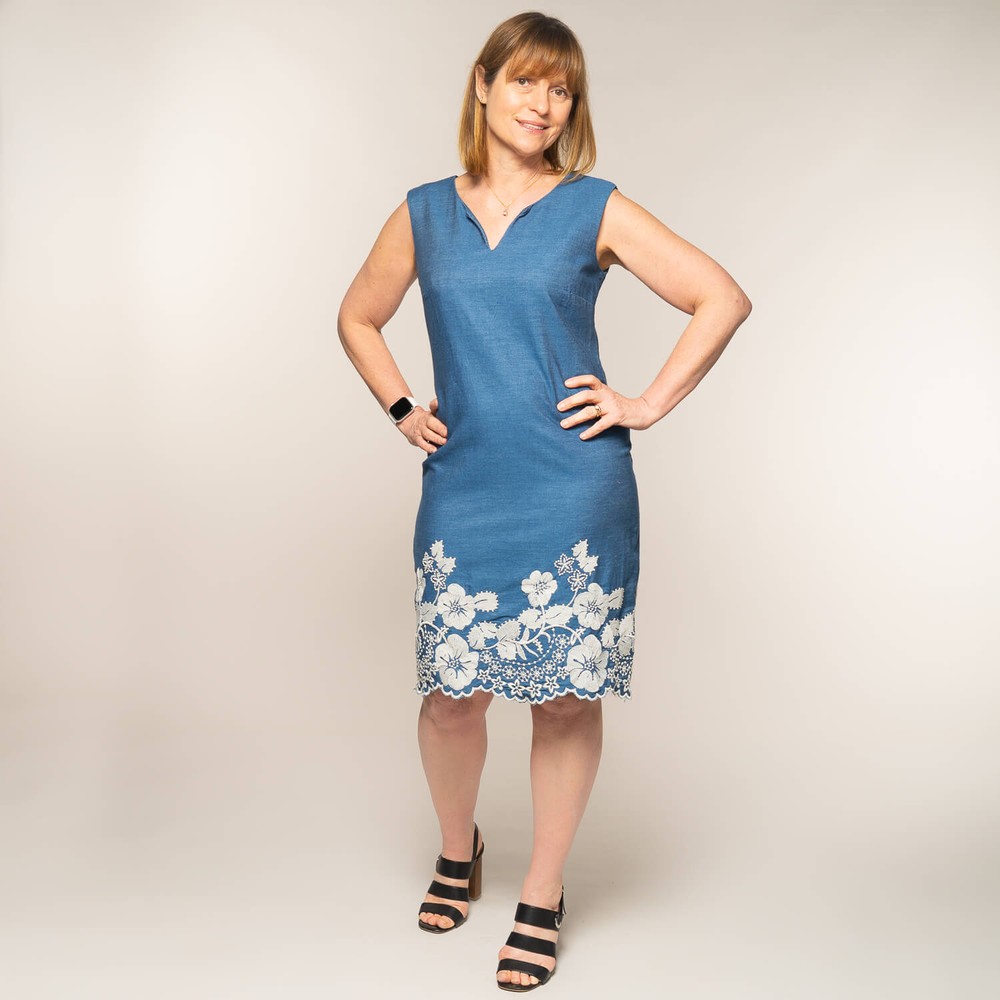 Border Embroidery Shift Dress | dream on | Personal attention for you